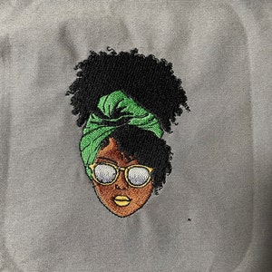 Afro Woman Machine Embroidery Design, Black Girl Embroidery Design ...