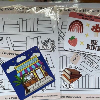 Reading Tracker Sticker Set V1 B&W 1 Reading Tracker Sticker 5.7hx4.8 W ...