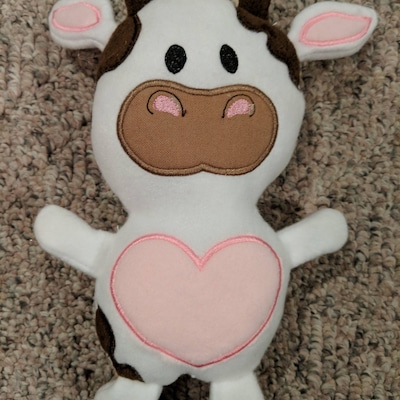 Love Heart Cow Bull Stuffie ITH Embroidery Machine Pattern - Etsy
