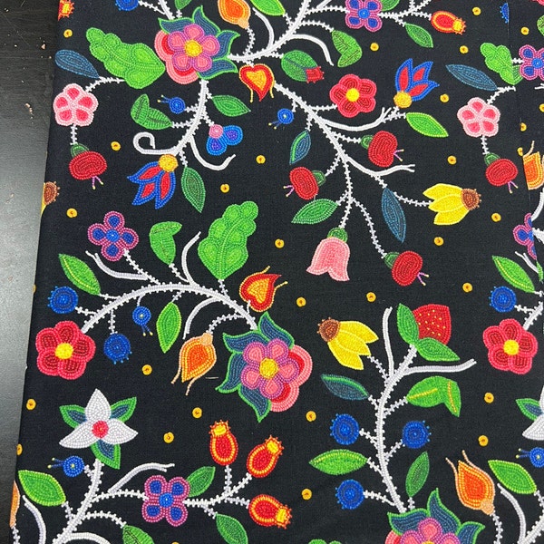 Jackie Traverse Ojibway Florals Cotton 60" Wide- First Nations Fabric ...