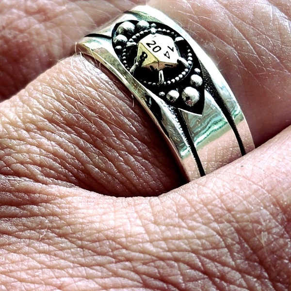 D20 Mens Band Mixed Metals Sterling and 14k Options the Original D&D ...