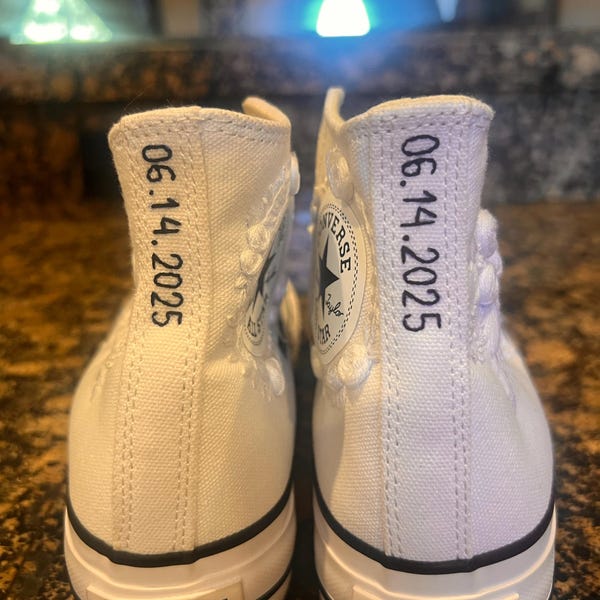 Custom Wedding Converse Platform: White Floral Embroidered Sneakers - Etsy