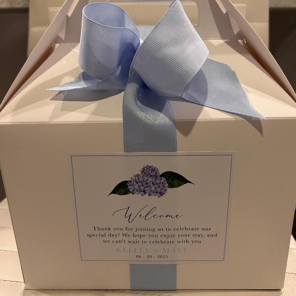 Hydrangea Wedding Welcome Boxes for Hotel Guests - Summer Wedding ...