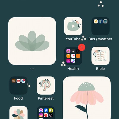 Daisy Ios14 Handdrawn App Icons Floral Theme Pack Aesthetic Green Pink ...