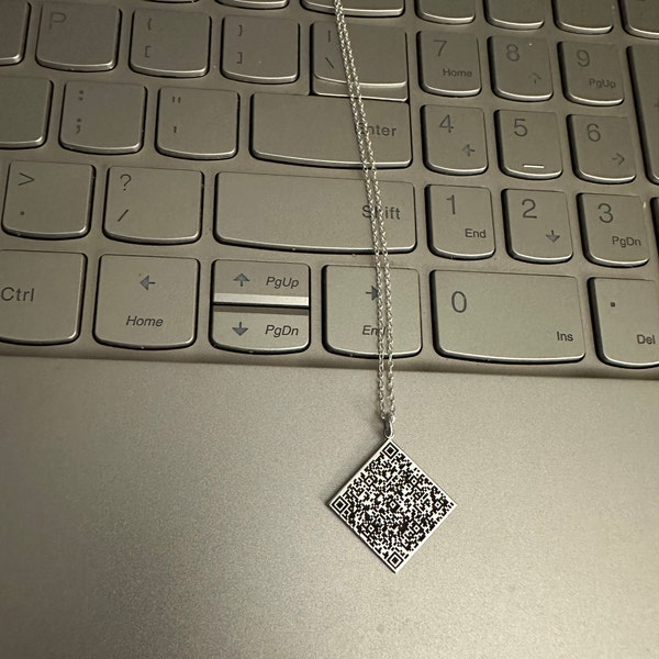 Personalized QR Code Necklace Custom Scannable QR Code Jewelry 925 ...