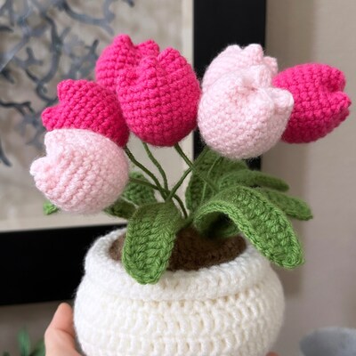 Tulip Flowerpot Crochet Pattern Flower Bouquet DIY Crochet Pattern ...