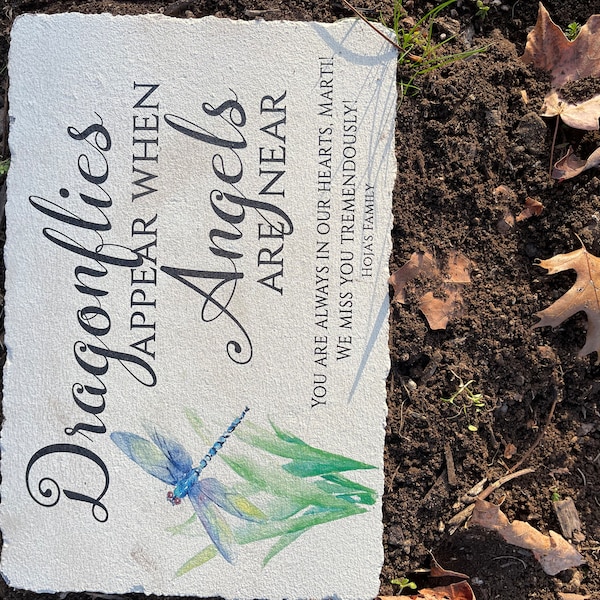 Dragonfly Memorial Stone | Sympathy Gift | Dragonflies Appear When ...