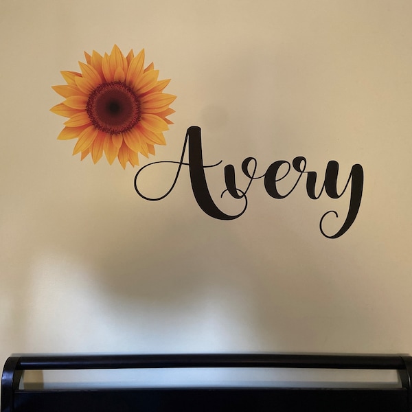 Sunflower Girls Name Wall Decal Flowers - Personalized Girls Name ...