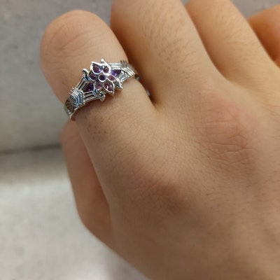 Byleth's Ring Natural Amythest and Pink Sapphire Fire - Etsy