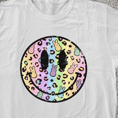 Easter PNG Smiley Face Shirt Easter Sublimation Smiley Transfer Peeps ...