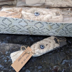 50 Pcs Keychain Boho Macrame Name Key Chain Wedding Favors Personalized Evil Eye for Bridesmaids ...