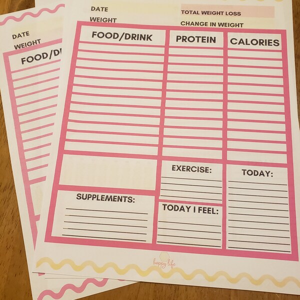 Gastric Bypass Nutrition Log, Bariatric Surgery Checklist, Bariatric ...