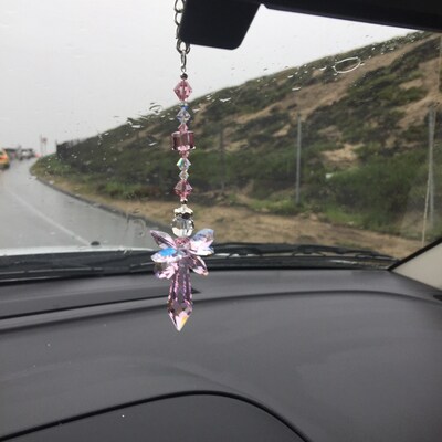 Crystal Angel Suncatcher, Car Mirror Charm, Lt. Pink Car Accessories ...
