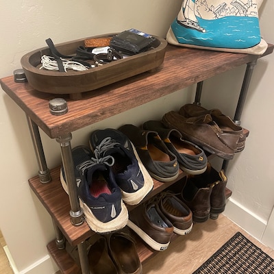 Industrial Style Shoe Rack, Entryway Shoe Storage, Rustic Shoe Bench ...