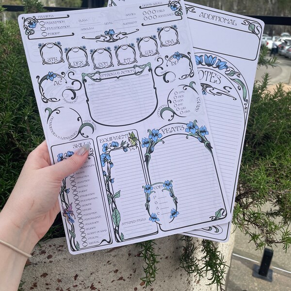 Art Nouveau DND 5e Character Sheet - Thistles - Etsy