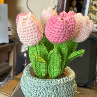 Tulip Flowerpot Crochet Pattern Flower Bouquet DIY Crochet Pattern ...