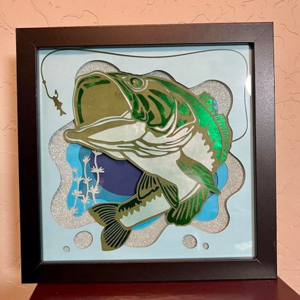 3d Fishing Svg - Shadow Box Svg, Fish Svg - Etsy