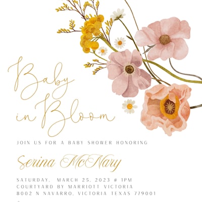 Wildflower Baby Shower Invitation Bundle, Boho Wildflowers Set, Garden ...