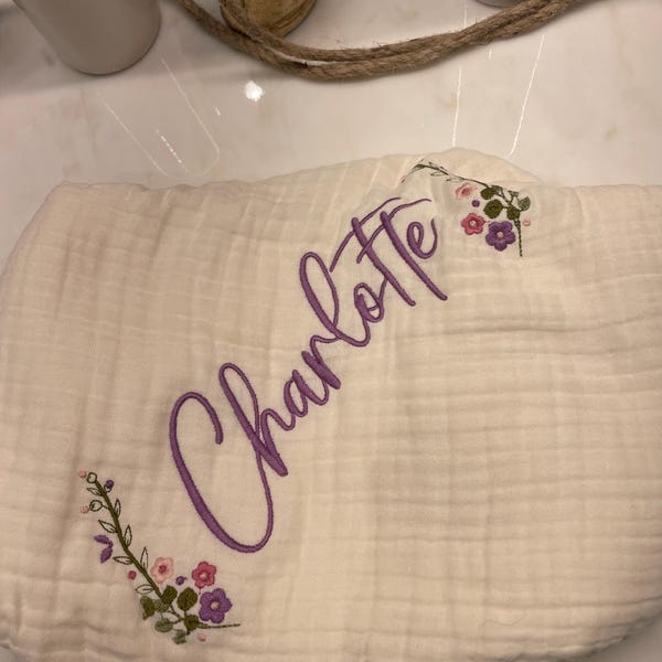 Personalized Embroidered Baby Receiving Blanket, Baby Blanket With Name ...