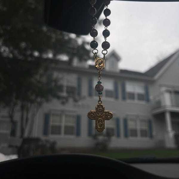 Prussian Blue Ceramic Bead Stretch Bracelet With Cross Charm - Etsy