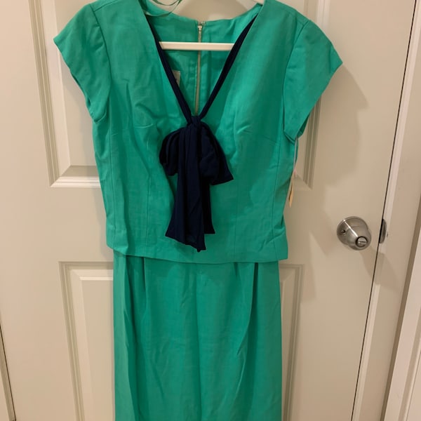 90s Turquoise Linen Dress / Back Buttons Sundress / Strappy Mermaid ...