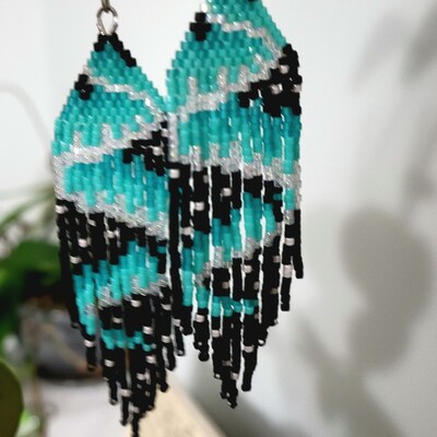 Beaded Fringe Earrings Pattern, Aurora, Northern Lights, PDF File ...