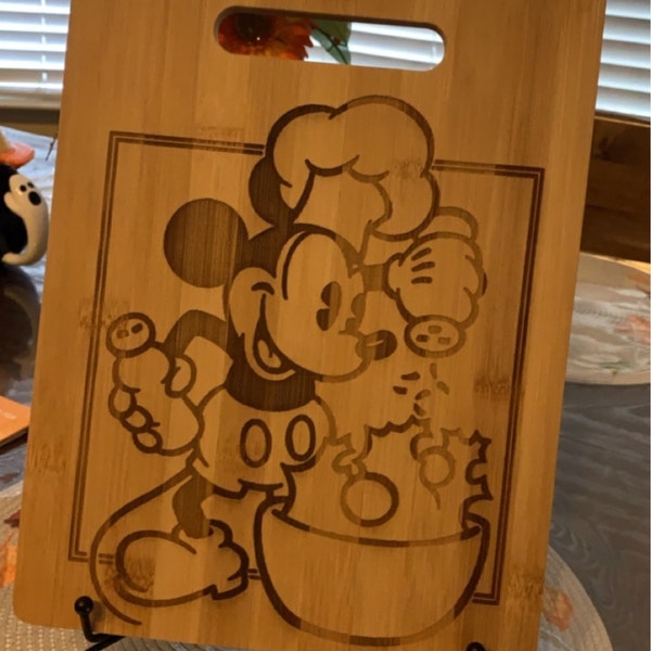 Mickey Mouse Chef Cooking Inspired Cheese, Cutting Wood Board Foodie ...