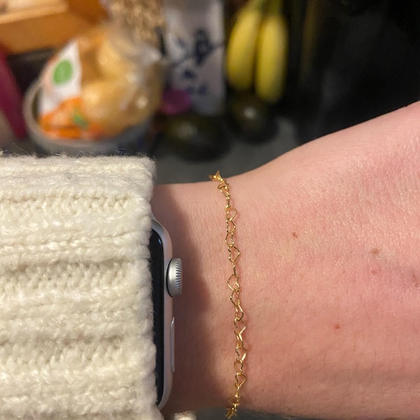 14k Gold Filled Heart Chain Ring, Chained Heart Gold Ring, Dainty Chain ...