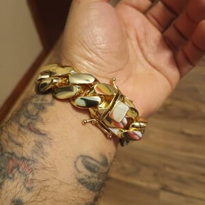 Cuban Link Necklace Chain and Bracelet Set 14K 22MM Plated, Handmade ...