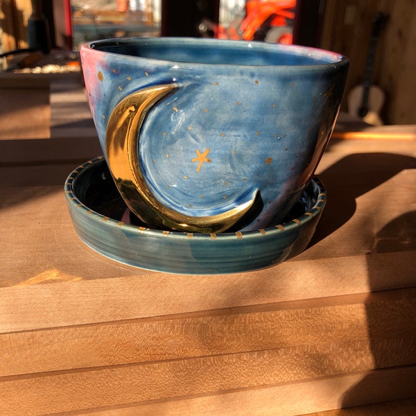 Crystal Mug in Jade, Geode Mug Aquamarine Modern Mud, Blue and Gold Mug ...