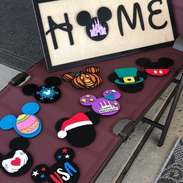 DIY KIT Mickey Mouse Inspired Home Sign, Interchangeable Mouse Heads ...