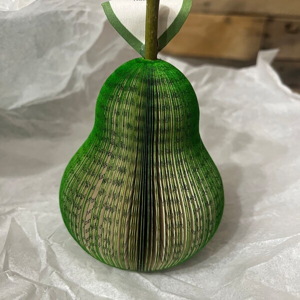 Book Art Pear - 3D Pear -personalized Pear - Green Pear - Handmade From ...