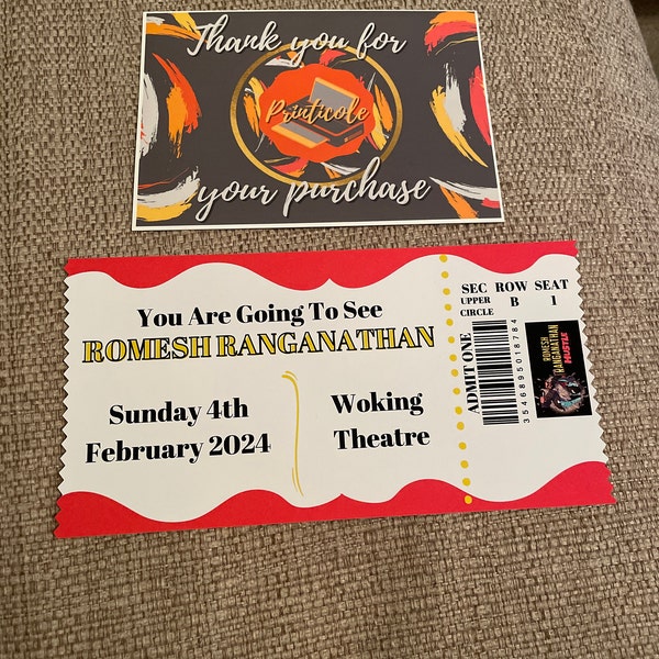 Personalised Custom Event Ticket Gift Reveal | Gig Concert Ticket Gift ...