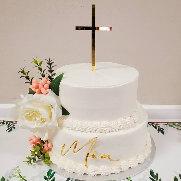 Custom Baptism Cake Charm | Cross Cake Charm | Personalized First ...