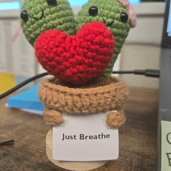 Handmade Crochet Emotional Support Frog and Sunflower Plant-emotional ...