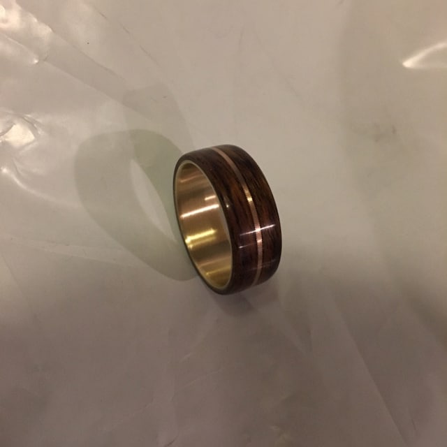 Bentwood Ring Golden Amboyna Burl Ring on Ebony Wood Liner | Etsy