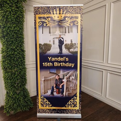 Custom Birthday Retractable Banner Stand INCLUDED With Full Color Print ...