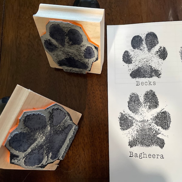 Custom Dog Paw Print Stamp or for a Cat: Personalized Wood or Self ...
