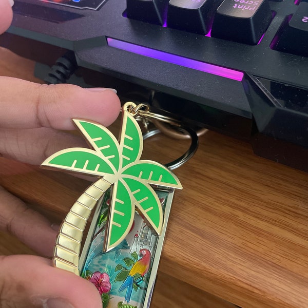 Palm Tree Enamel Keychain - Etsy