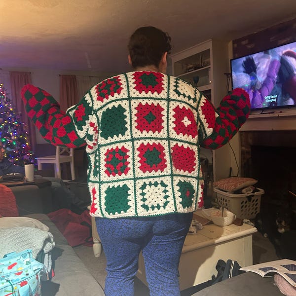 Christmas Crochet Cardigan Pattern: PDF Crochet Cardigan Pattern, Holiday Sweater, Size ...