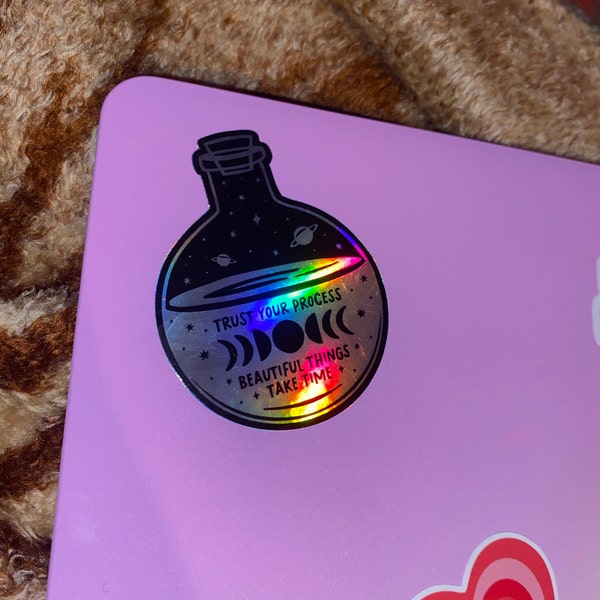 Trust Your Process Holographic Mystical Potion Bottle Sticker Galaxy ...