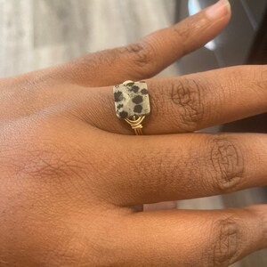 Sleek Green and White Spotted Jade Ring Sterling Silver | Etsy