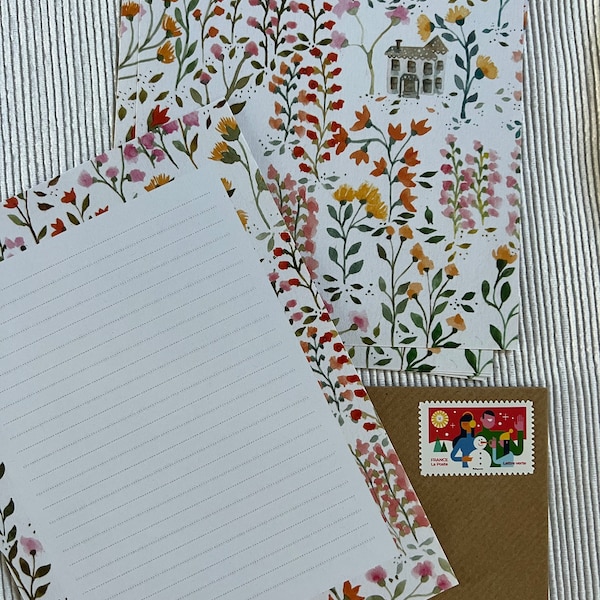 Letter Set, Letter Writing Set, Watercolor, Flowers, Botanical ...