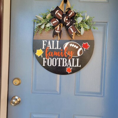 Fall Front Door Decor Fall Door Hanger Fall Family Football Fall Door ...
