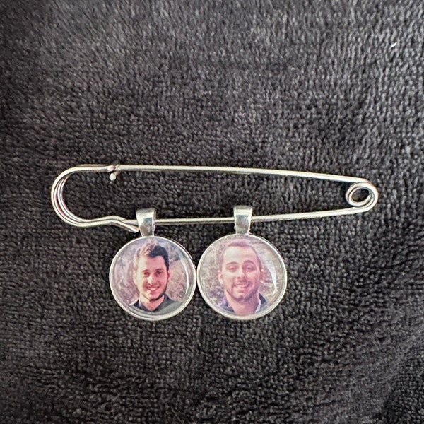 Custom Photo Lapel Pin, Wedding Boutonniere Pin, Personalized Bridal ...