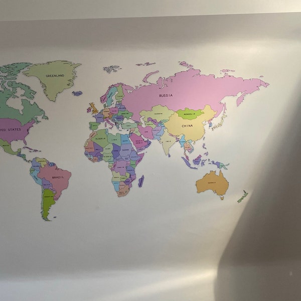 7.2ft Printed World Map Wall Vinyl Self Adhesive Office Travel - Etsy