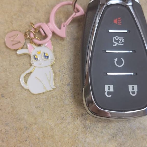 Personalized Initial Luna Artemis Moon Cat Keychain Bag Charm - Etsy