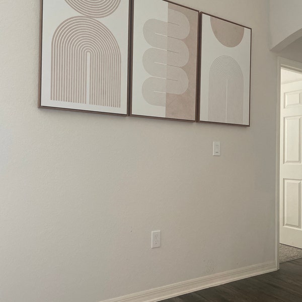Framed Minimalist Neutral Abstract Line Wall Art, Modern Geometric Arch ...