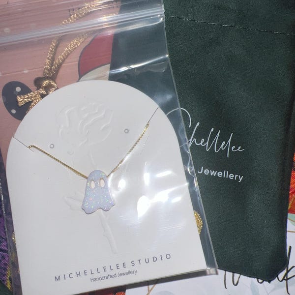 Halloween Black and White Ghost Opal Necklace, Fire Opal Specter ...