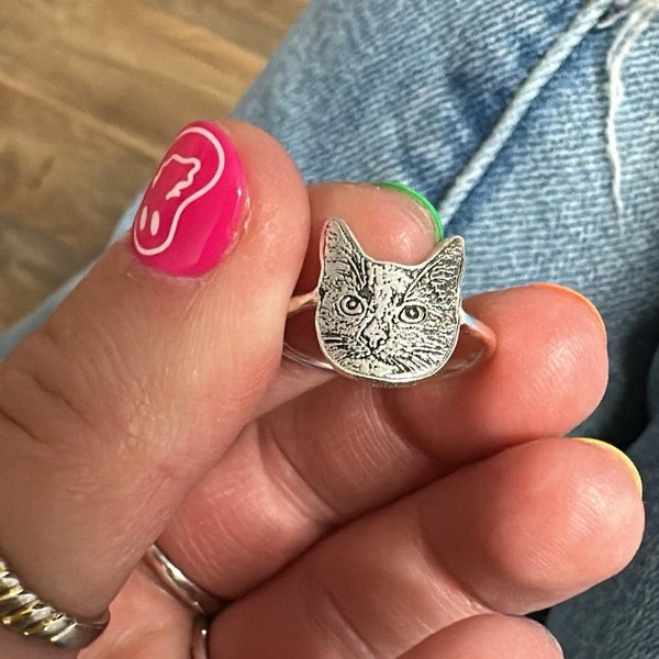 Custom Pet Portrait Ring Your Pet Ring Personalized Pet Ring Cat ...